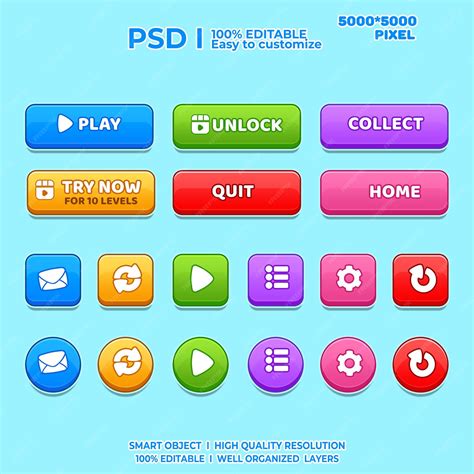 Premium Psd Game Ui Kit 2d Game Ui User Interface Casual Game Ui Ui