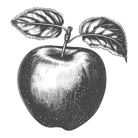 Premium Vector Apple Fruit With Engraving Style