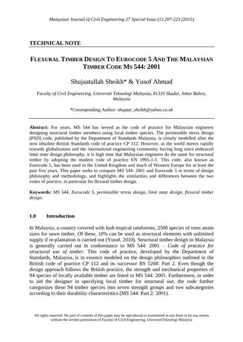 Pdf Flexural Timber Design To Eurocode 5 And …civil Utm My Mjce Files 2015 06 Paper 16 Vol 27