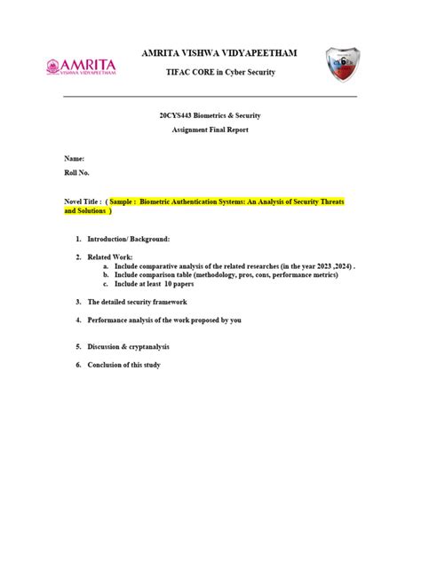 Assignment Final Report Format Pdf Art Computers
