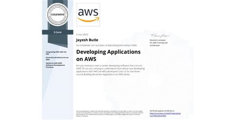Completion Of Serverless Applications On Aws Jayesh Butle Posted On The Topic Linkedin