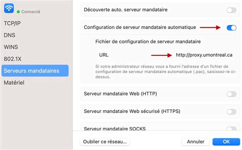 macos 13 et ultérieur configuration du proxy bibliothèques