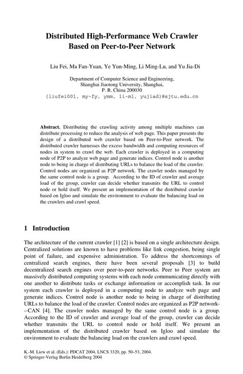 Pdf Distributed High Performance Web Crawler Based On Peer To Peer Network