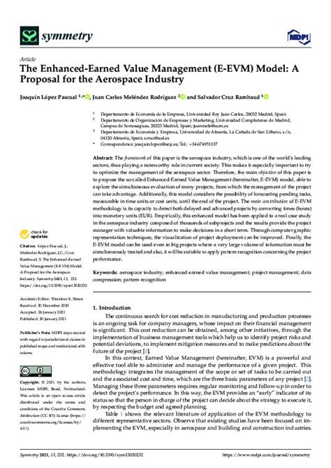 Pdf The Enhanced Earned Value Management E Evm Model A Proposal For The Aerospace Industry