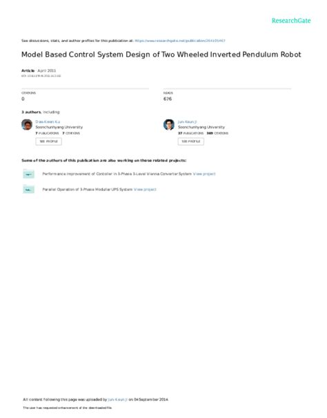 Pdf Model Based Control System Design Of Two Wheeled Inverted Pendulum Robot Performance