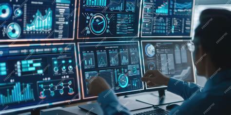 The Modern Control Room Features Hightech Screens For Data Visualization And Analysis Aig62