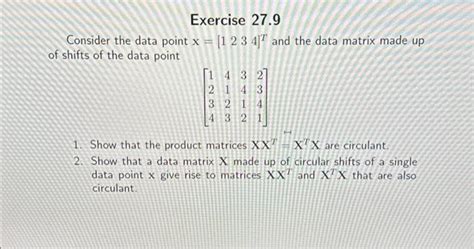 Solved Exercise 279 Consider The Data Point X 1 2 3 4