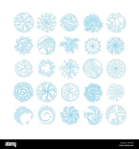 Trees And Bush Item Top View For Landscape Design Vector Icon Stock