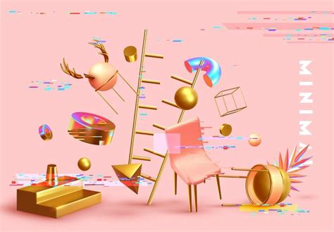 Premium Vector Chaos Abstract Background With 3d Objects Realistic