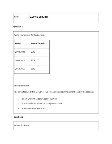 Kartik Kumar Castrolindialimited Name Kartik Kumar Question 1 Write