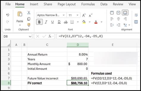 Fix Excel Fv Correct Monthly Compounding And Rate Formula