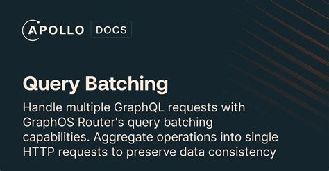 Query Batching Apollo Graphql Docs