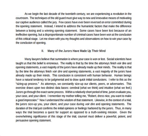 Free 9 Sample Opening Statement Templates In Pdf Ms Word