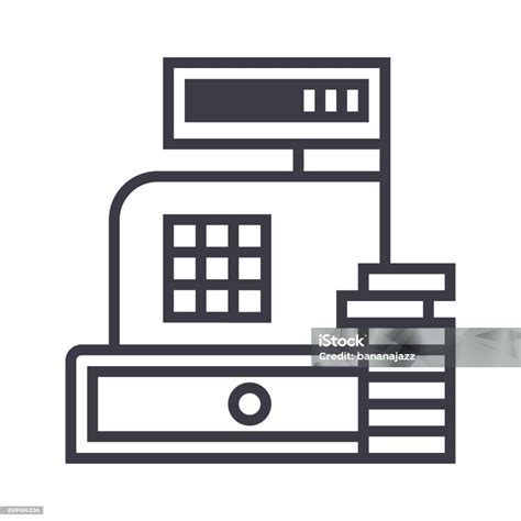 지불 금전 등록기 기계 벡터 라인 아이콘 기호 그림 배경 편집 가능한 선 0명에 대한 스톡 벡터 아트 및 기타 이미지 0명 가정의 방 검사 보기 Istock