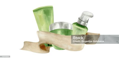 에코 여성 얼굴 스킨 케어 화장품 구성 크림 튜브 세럼 병 및 텍스트 배너가있는 아이 젤 상자 손으로 그린 아름다움 여성 것들 구성 포장 웹 블로그 디자인 개인 장식품에