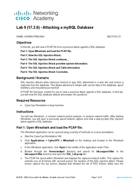 lab 9 17 2 6 attacking a mysql database pdf databases hypertext transfer protocol