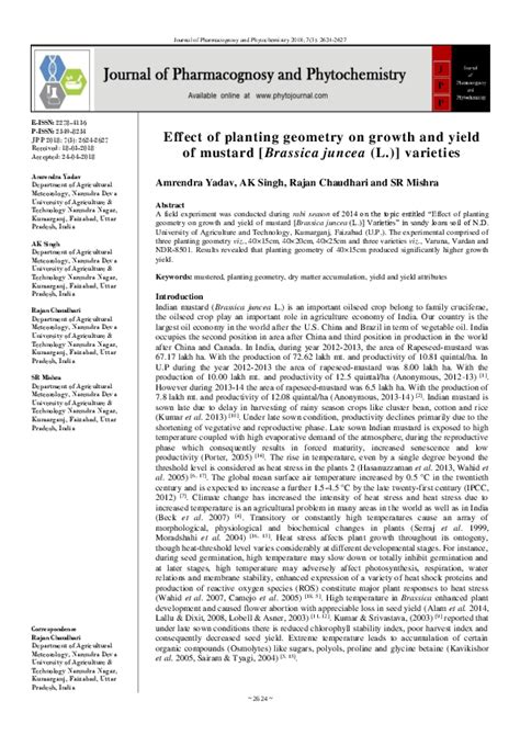 Pdf Effect Of Planting Geometry On Growth And Yield Of Mustard