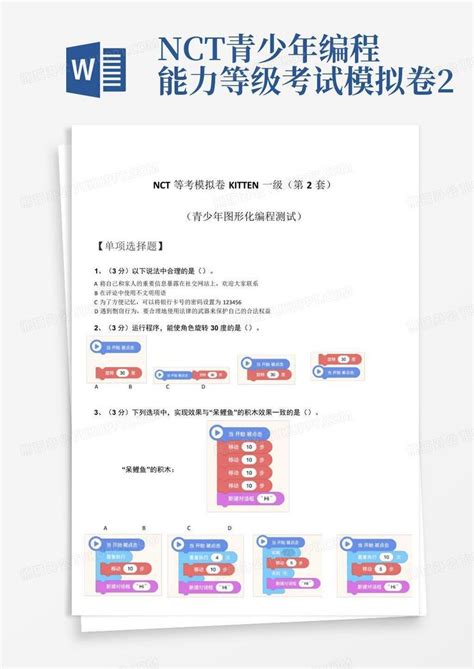 Nct青少年编程能力等级考试模拟卷2word模板下载编号qwaepgrw熊猫办公