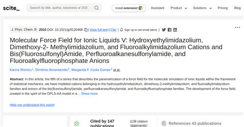 molecular force field for ionic liquids v hydroxyethylimidazolium dimethoxy 2