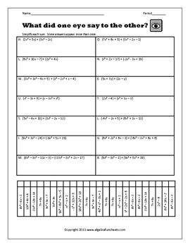 Polynomial Operations Adding Subtracting And Classifying Polynomials Bundle