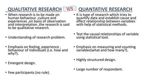 Differences Between Qualitative Research Vs Quantitative Research Pptx