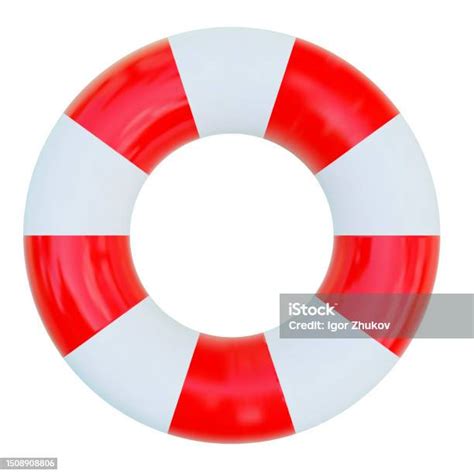고립된 배경에 있는 3d 구조 구명 부표 아이콘 고무 링 또는 풍선 부표 빨간색과 흰색 색상 스톡 벡터 그림입니다 3차원 형태에 대한 스톡 벡터 아트 및 기타 이미지