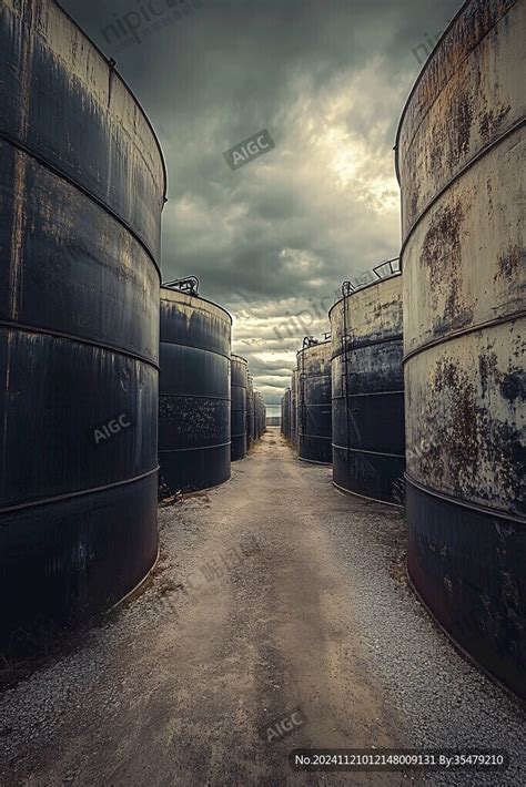 Ai创作图一地的油桶 成品油存储 油库仓储罐 储油大罐 堆放的油桶 油库重地 油罐存储 原油存储 油库环境 石油存储罐 原油库 储油罐 石油存储 储罐素材 油罐厂区 昵图网