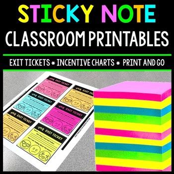 Sticky Note Printables Exit Tickets Incentive Charts Teacher Reminders