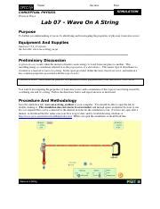 PHY A Lab Physical Wave Simulation Pdf Name CONCEPTUAL PHYSICS Physical Wave Section