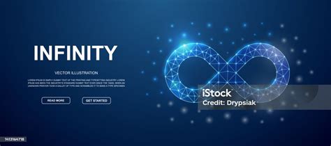 무한대 3d 낮은 폴리 기호와 파란색 방문 페이지에 대한 연결된 점 영원히 디자인 일러스트 개념 다각형 무한 그림 0명에 대한