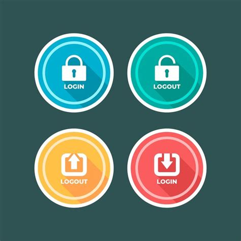 손으로 그린 로그인 및 로그아웃 버튼 아이콘 무료 벡터