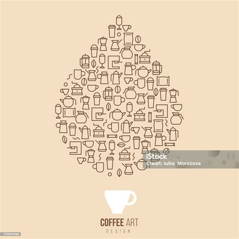 창의적이고 미니멀한 스타일의 커피 드롭 실루엣 브랜딩 카페 상점을 위한 현대적인 컨셉 아트 간단한 선 요소에서 장식 구성 기하학적 벡터 그림입니다 실루엣에 대한 스톡 벡터