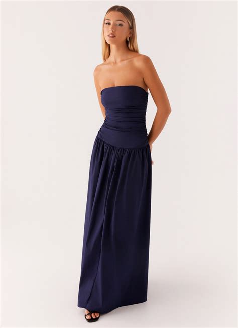 Carmel Maxi Dress Navy Peppermayo