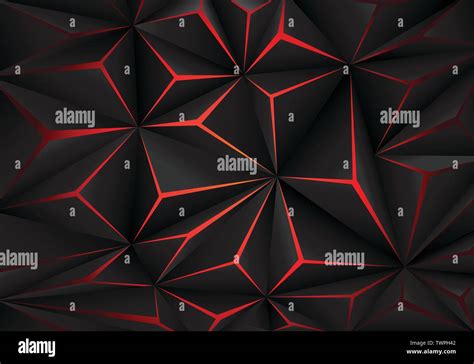 Abstract Black Polygon Red Light Futuirstic Technology Design Background Vector Illustration