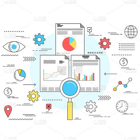 市场调研业务概念线风格插图