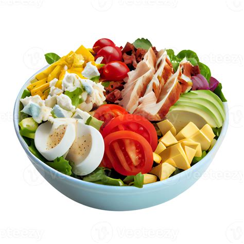 Delicious Cobb Salad Cobb Salad Png Image Tomatoes Bacon Hard Boiled Eggs Blue Cheese