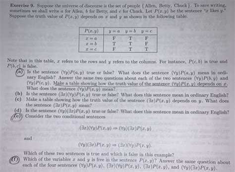 solved exercise 9 suppose the universe of discourse is the