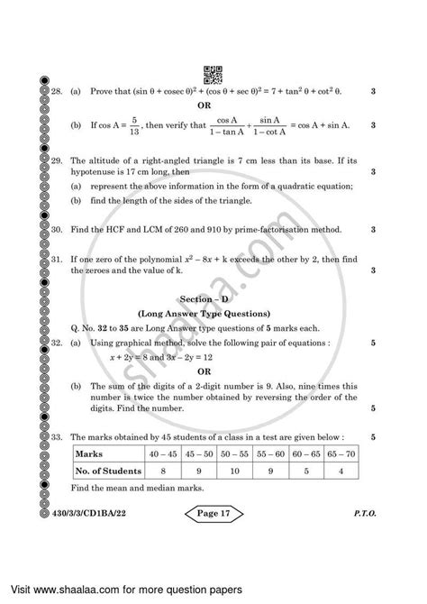 Mathematics 2023 2024 English Medium Class 10 Basic 430 3 3 Question Paper With Pdf Download