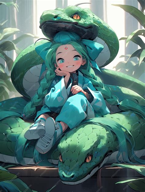 Premium Ai Image Anime Girl And Snake