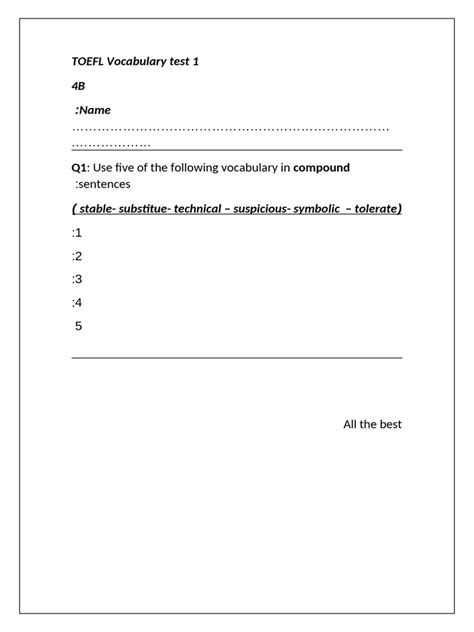 Toefl Vocabulary Test Instructions Pdf