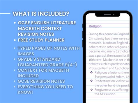 Gcse Macbeth Context Revision Notes Grade 9 A English Etsy