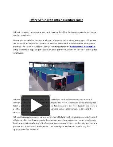PPT Office Setup With Office Furniture India PowerPoint Presentation Free To Download Id