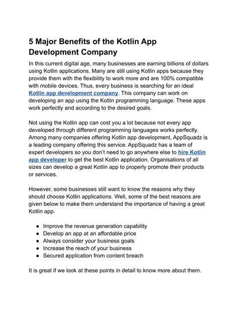 Ppt 5 Major Benefits Of The Kotlin App Development Company Powerpoint Presentation Id11674340