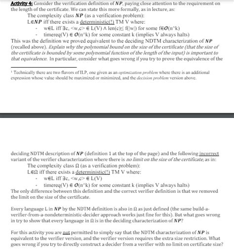 Solved Activity 4 Consider The Verification Definition Of