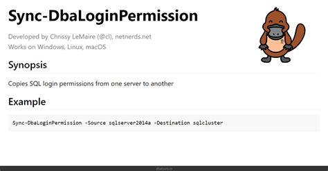 dbatools docs sync dbaloginpermission