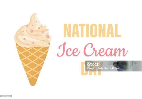 전국 아이스크림의 날 휴일 포스터 스프링클이 있는 아이스크림 콘 배경 배너 카드 포스터에 대한 템플릿 벡터 일러스트 레이 션 7월에 대한 스톡 벡터 아트 및 기타 이미지