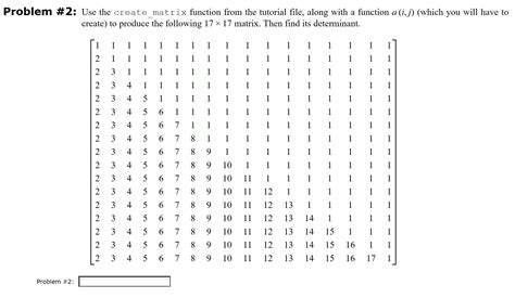 Solved Problem Use The Create Matrix Function From The Chegg Com