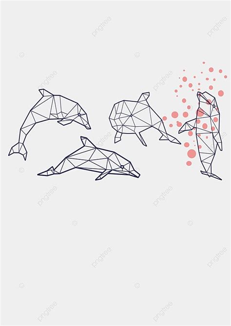 기하학 적 라인 돌고래 디자인 요소 도안 일러스트 기하선 돌고래 디자인 Png 일러스트 및 Psd 이미지 무료 다운로드 Pngtree