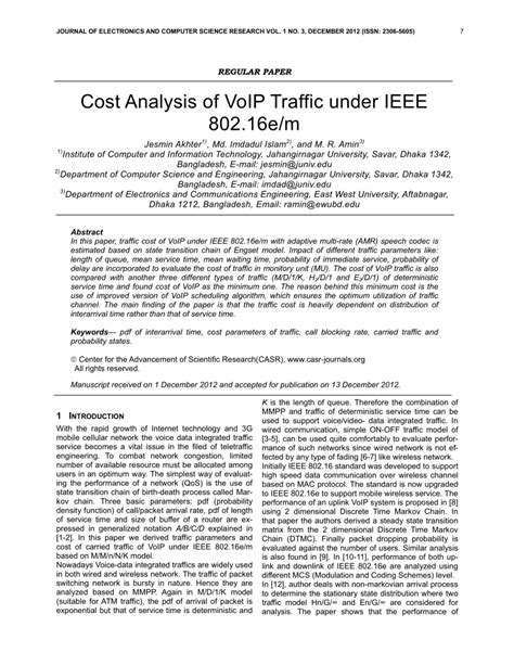 Pdf Cost Analysis Of Voip Traffic Under Ieee 80216em