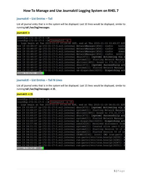 how to manage journalctl logging system on rhel 7